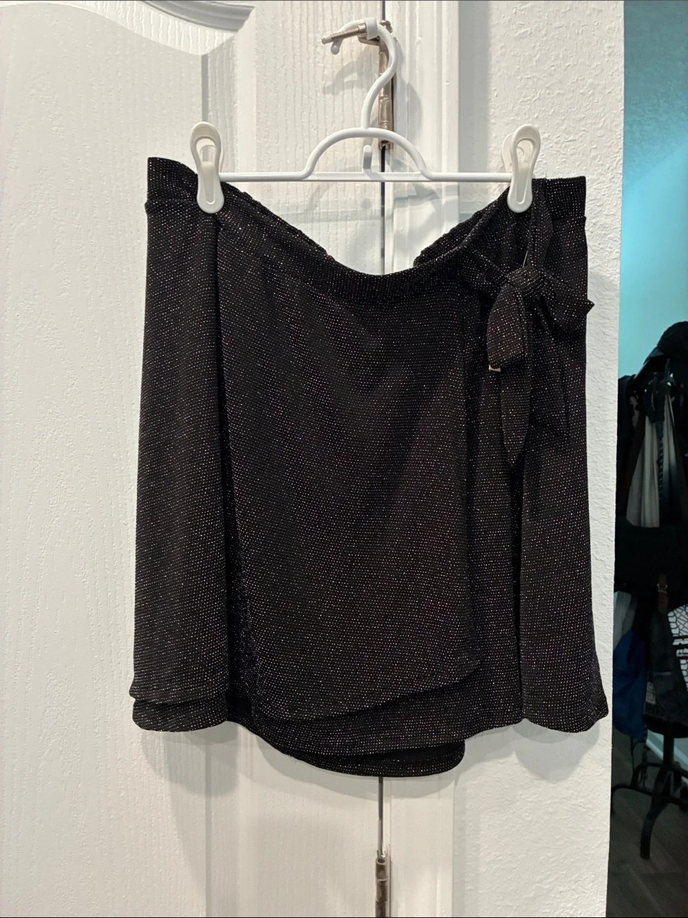 SO | Skirts | So Black Metallic Mini Skirt With Side Tie | Poshmark